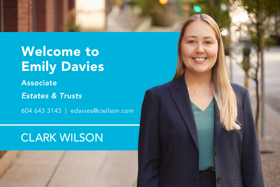 Clark Wilson Welcomes New Associate Emily Davies